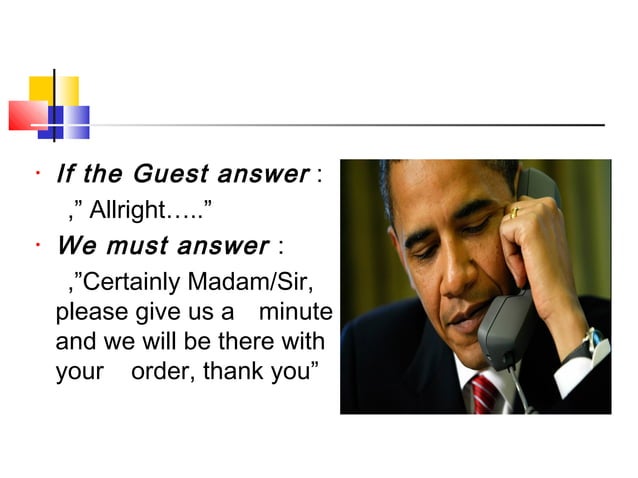Sequence of Service Room Service | PPT