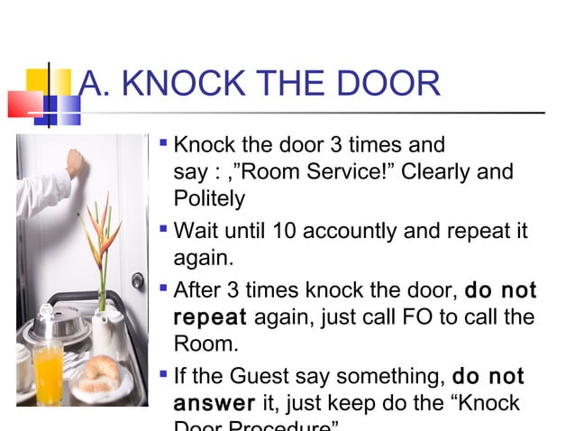 Sequence of Service Room Service | PPT