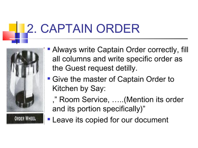 Sequence of Service Room Service | PPT