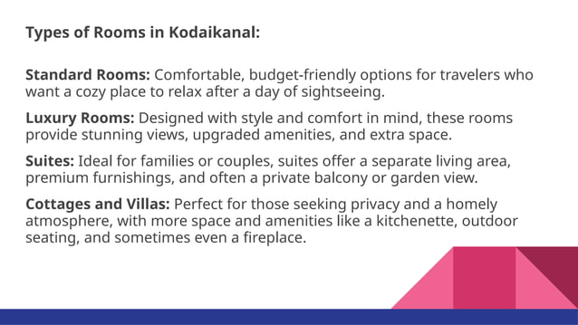 rooms in kodaikanal || honeymoon cottages || couple cottages | PPT