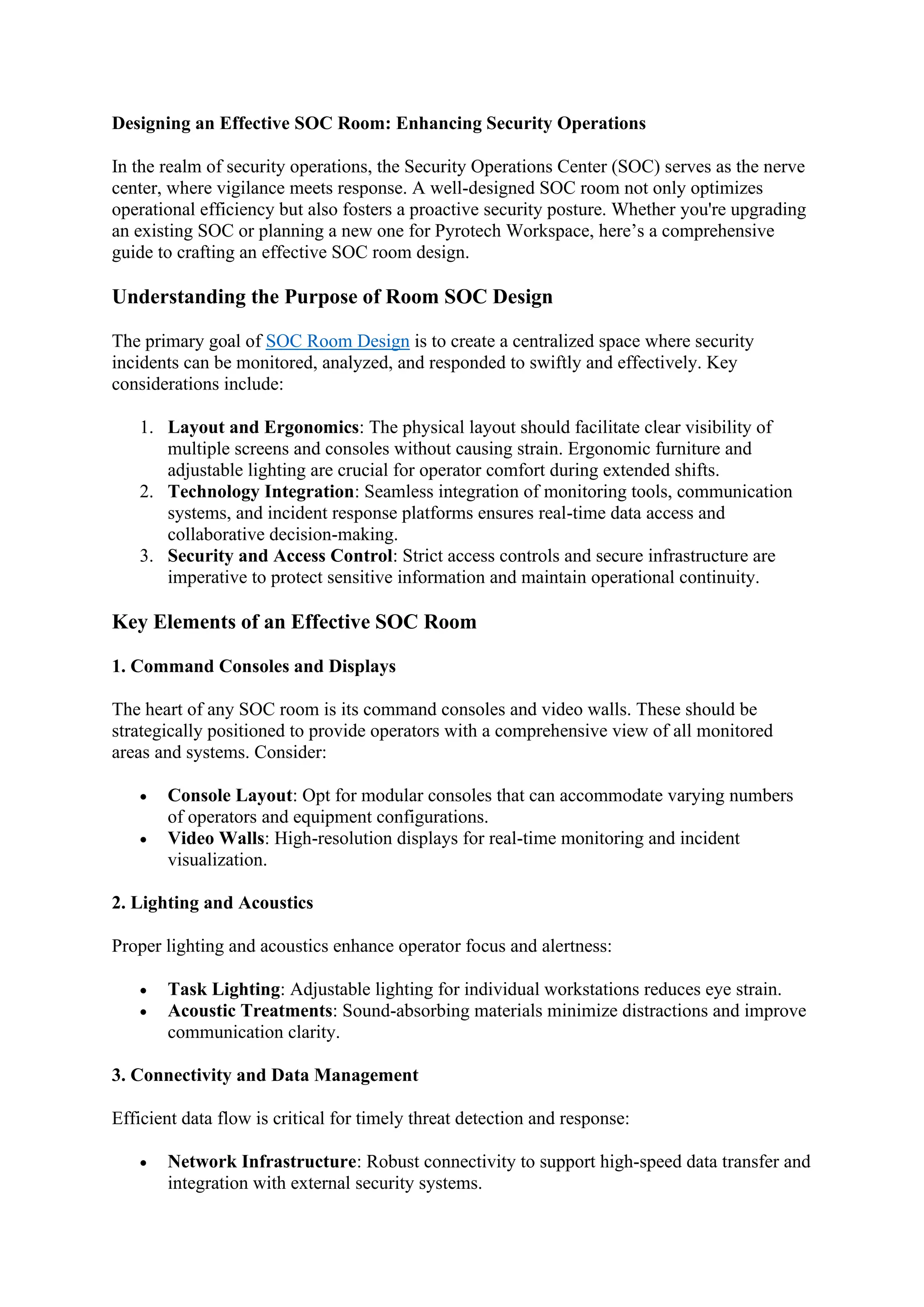 Room SOC Design pyrotechworkspacesoluction | PDF