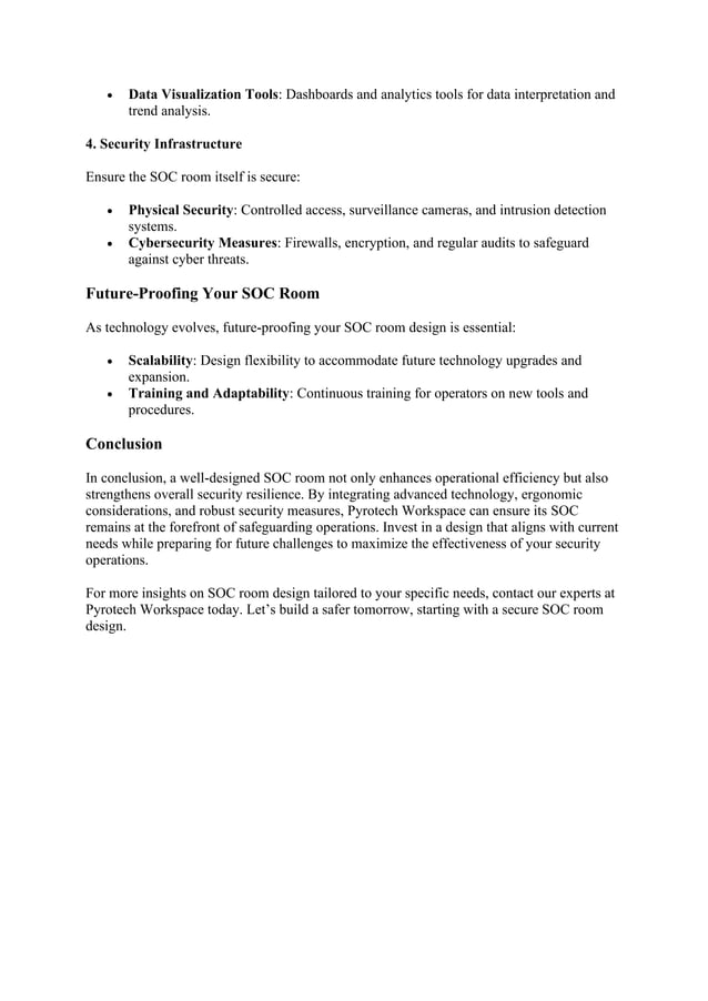 Room SOC Design pyrotechworkspacesoluction | PDF