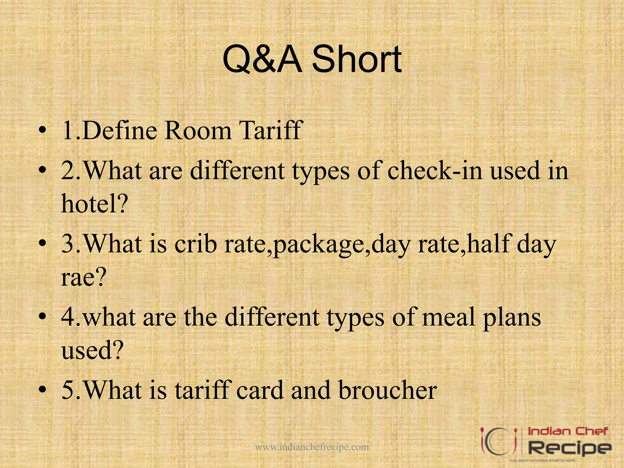 ROOM TARIFF IN HOTEL | PPTX