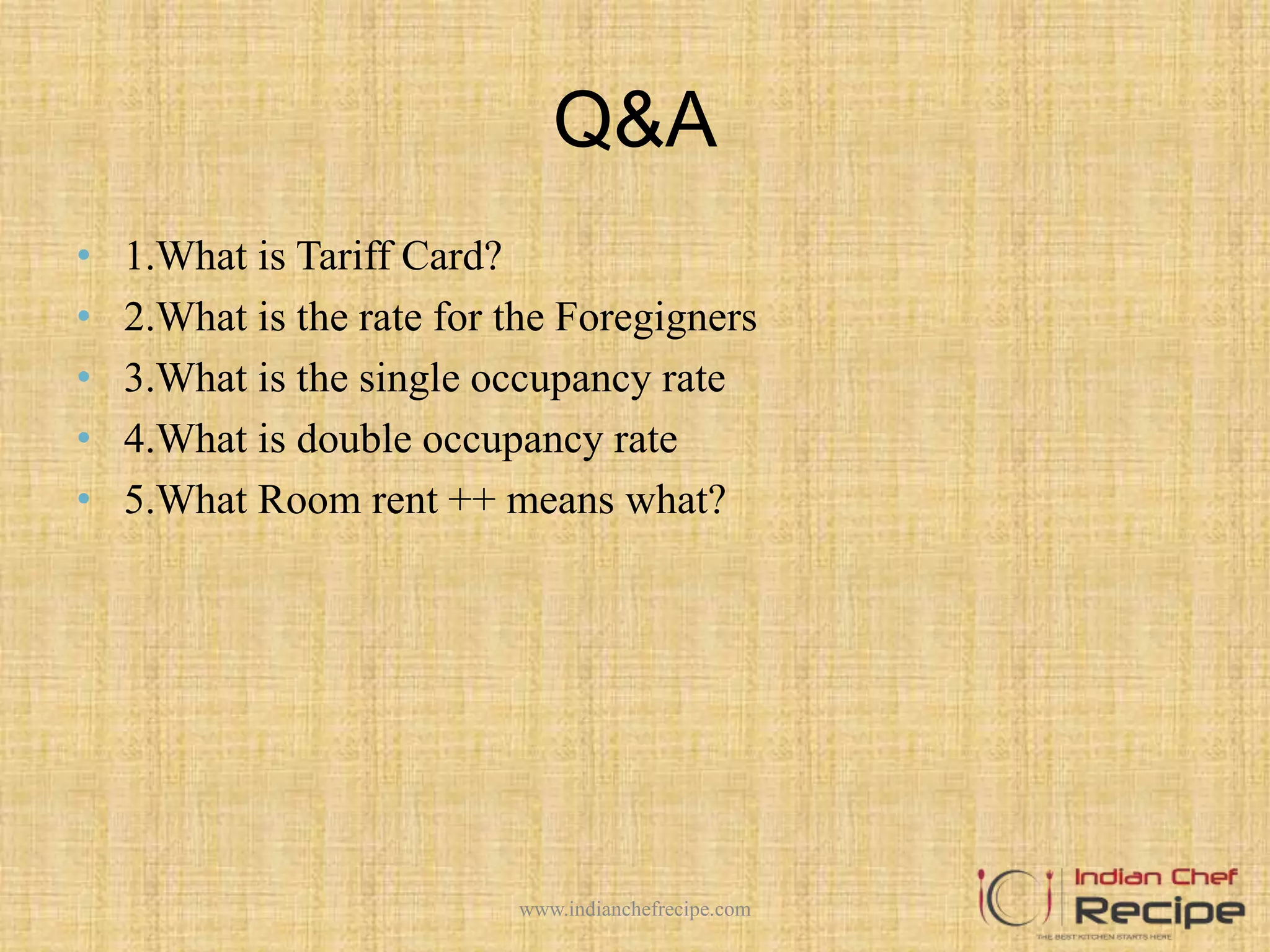 ROOM TARIFF IN HOTEL | PPTX