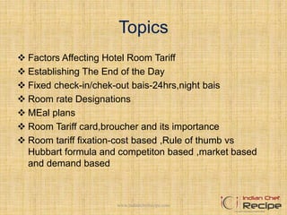 ROOM TARIFF IN HOTEL | PPTX