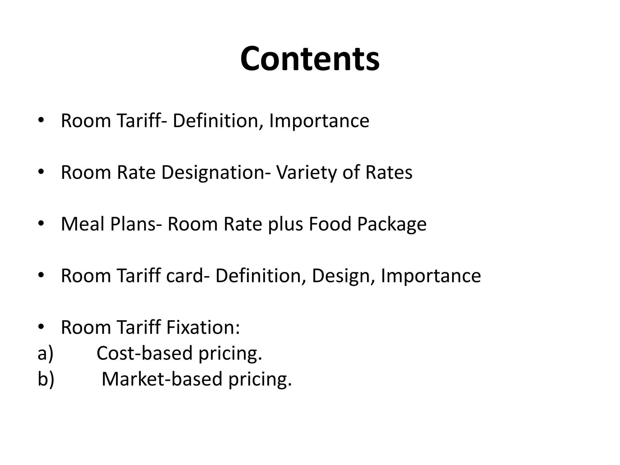 Room tariff in Hotels | PPTX