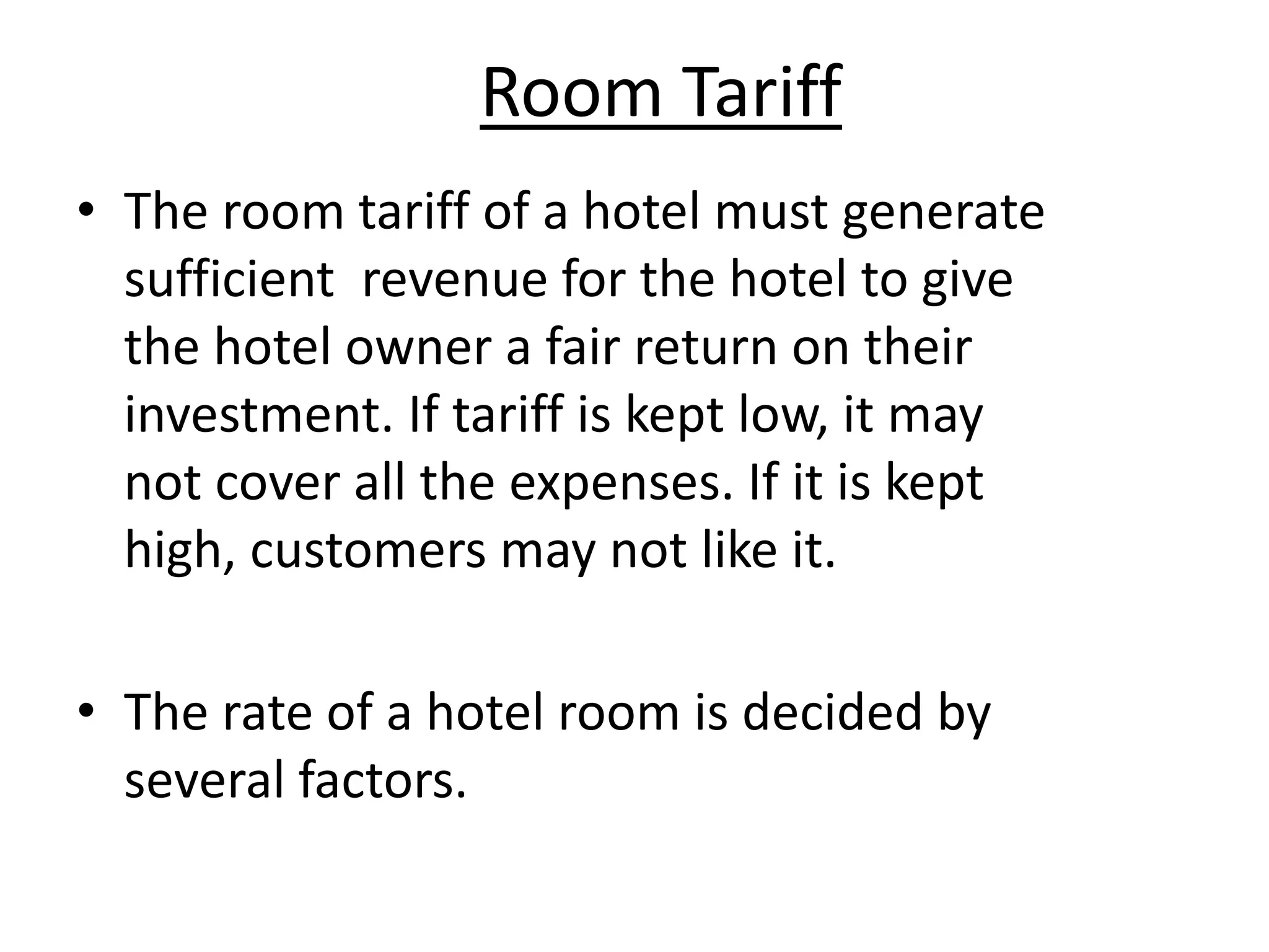 Room tariff in Hotels | PPTX