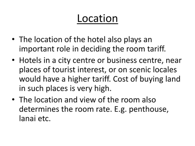 Room tariff in Hotels | PPTX | Hospitality Industry | Industries