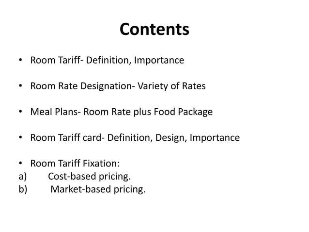 Room tariff in Hotels | PPTX | Hospitality Industry | Industries