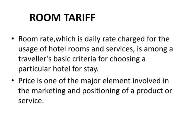 Room tariff in Hotels | PPTX | Hospitality Industry | Industries
