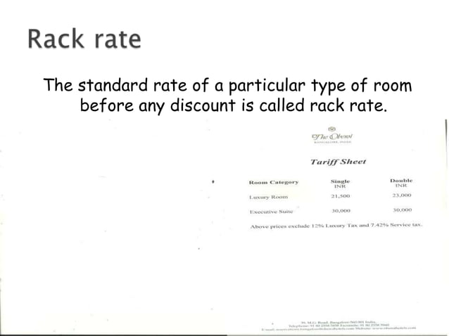 Room tariffs | PPTX | Hospitality Industry | Industries