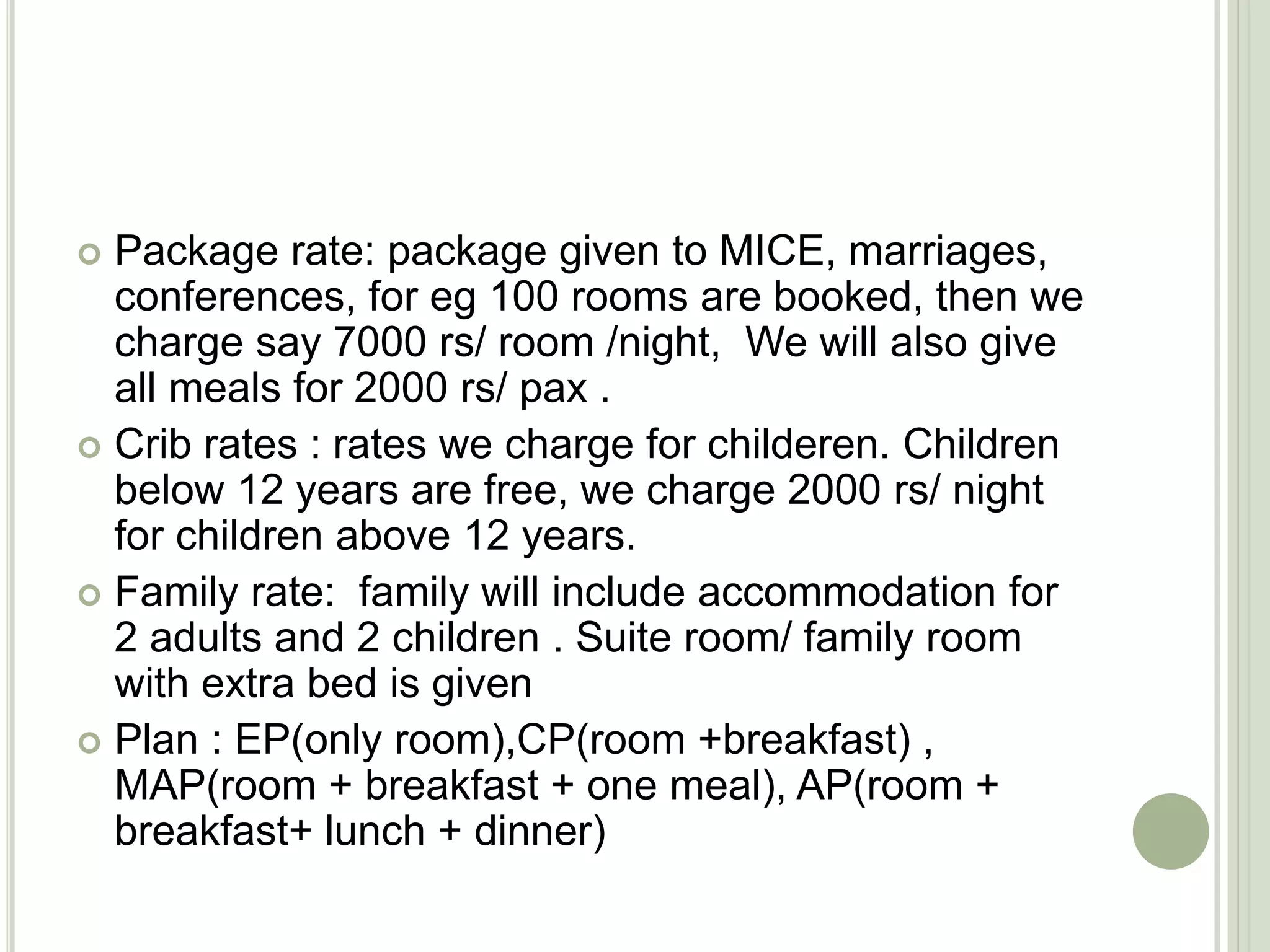Room tariff structure | PPTX
