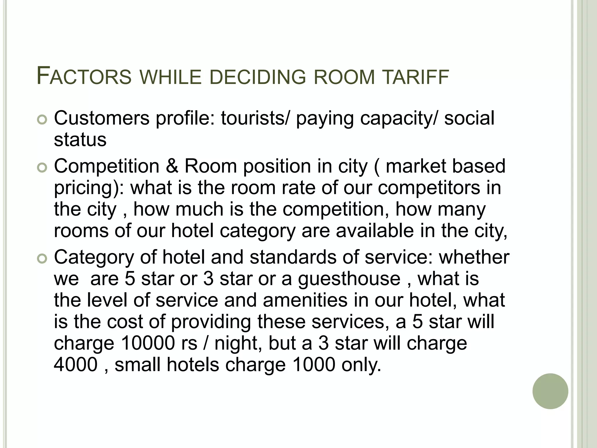 Room tariff structure | PPTX
