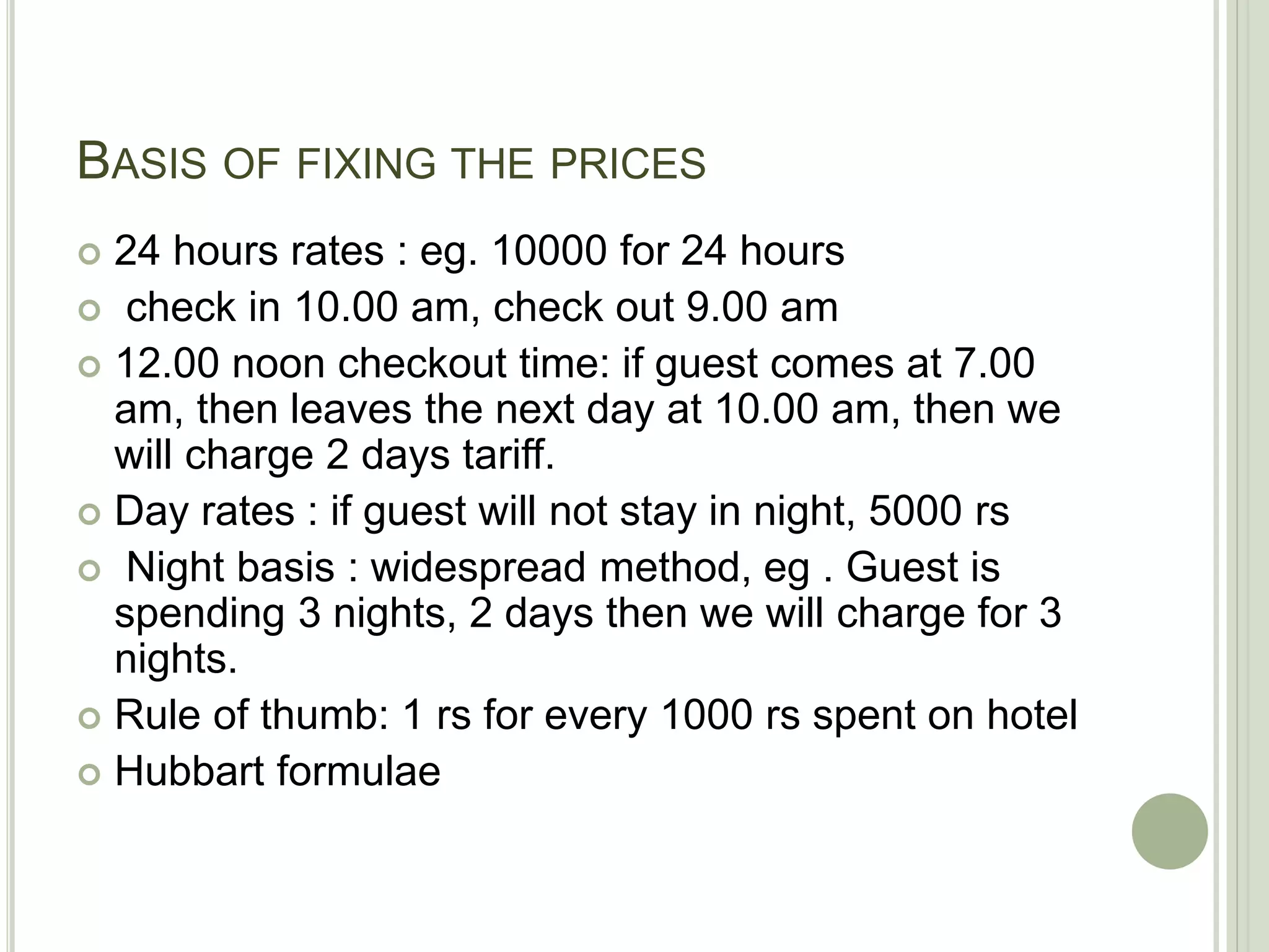 Room tariff structure | PPTX