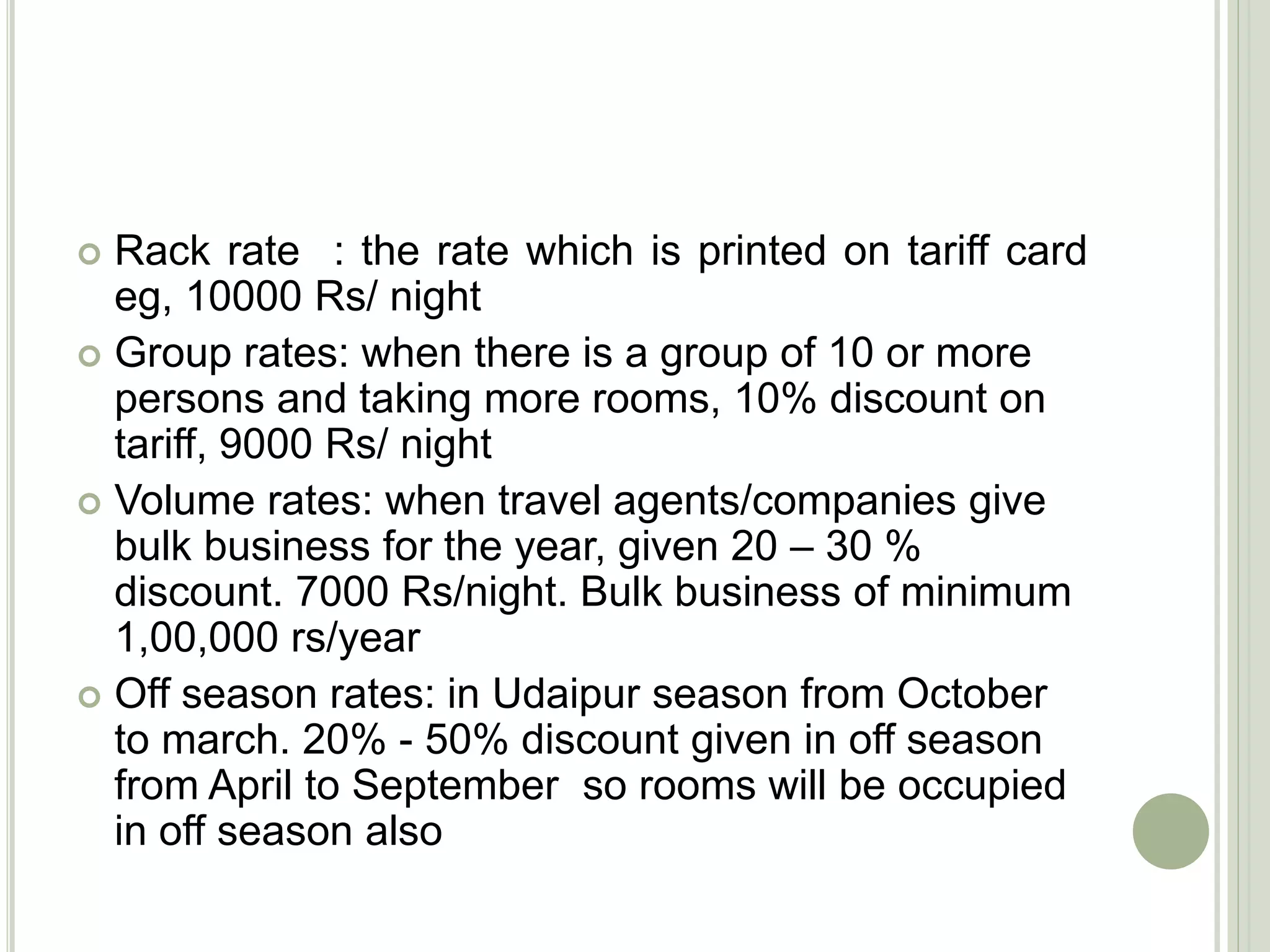 Room tariff structure | PPTX