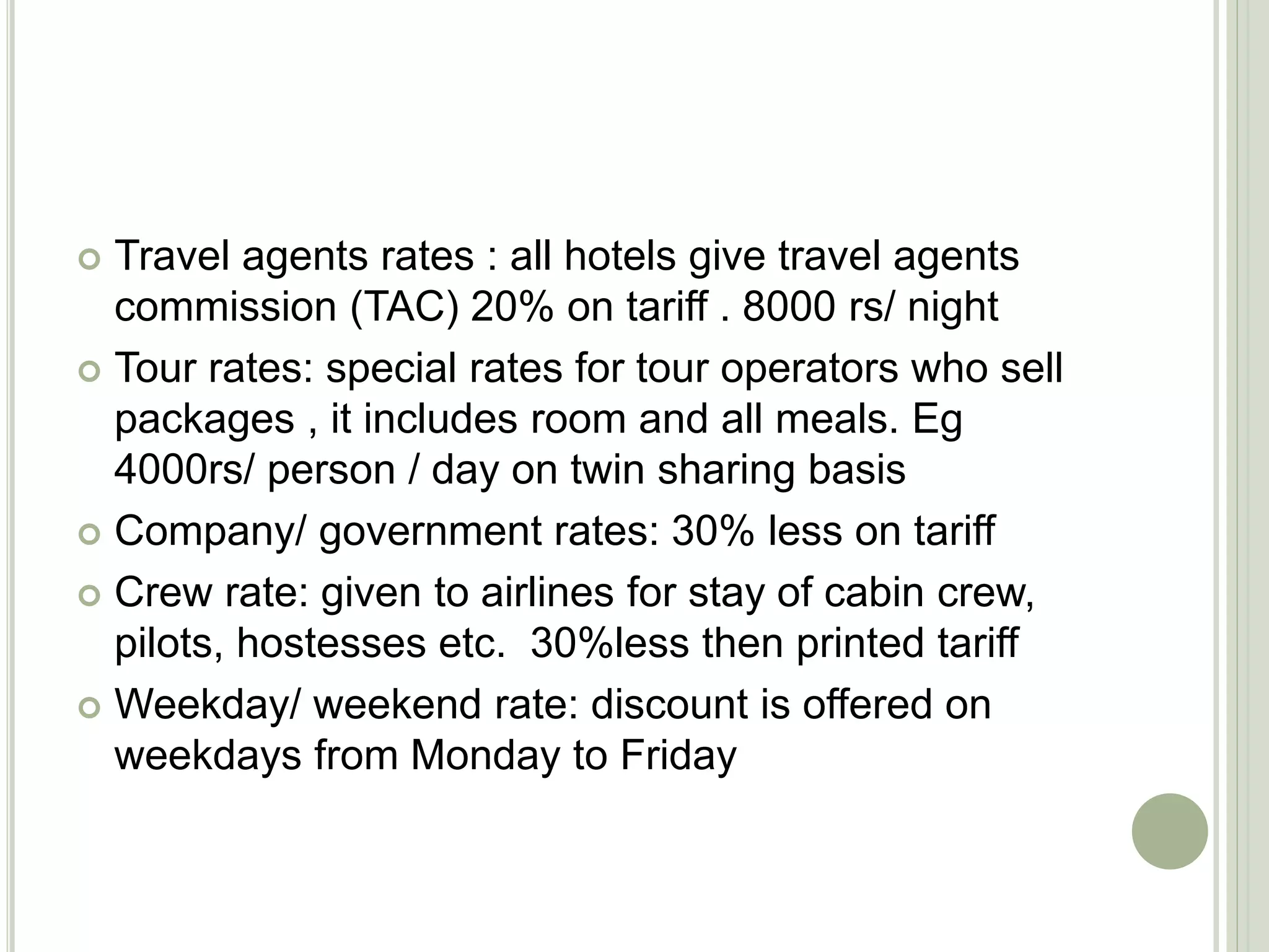 Room tariff structure | PPTX