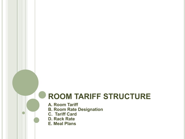 Room tariff structure | PPTX | Business Accounting & Finance | Business