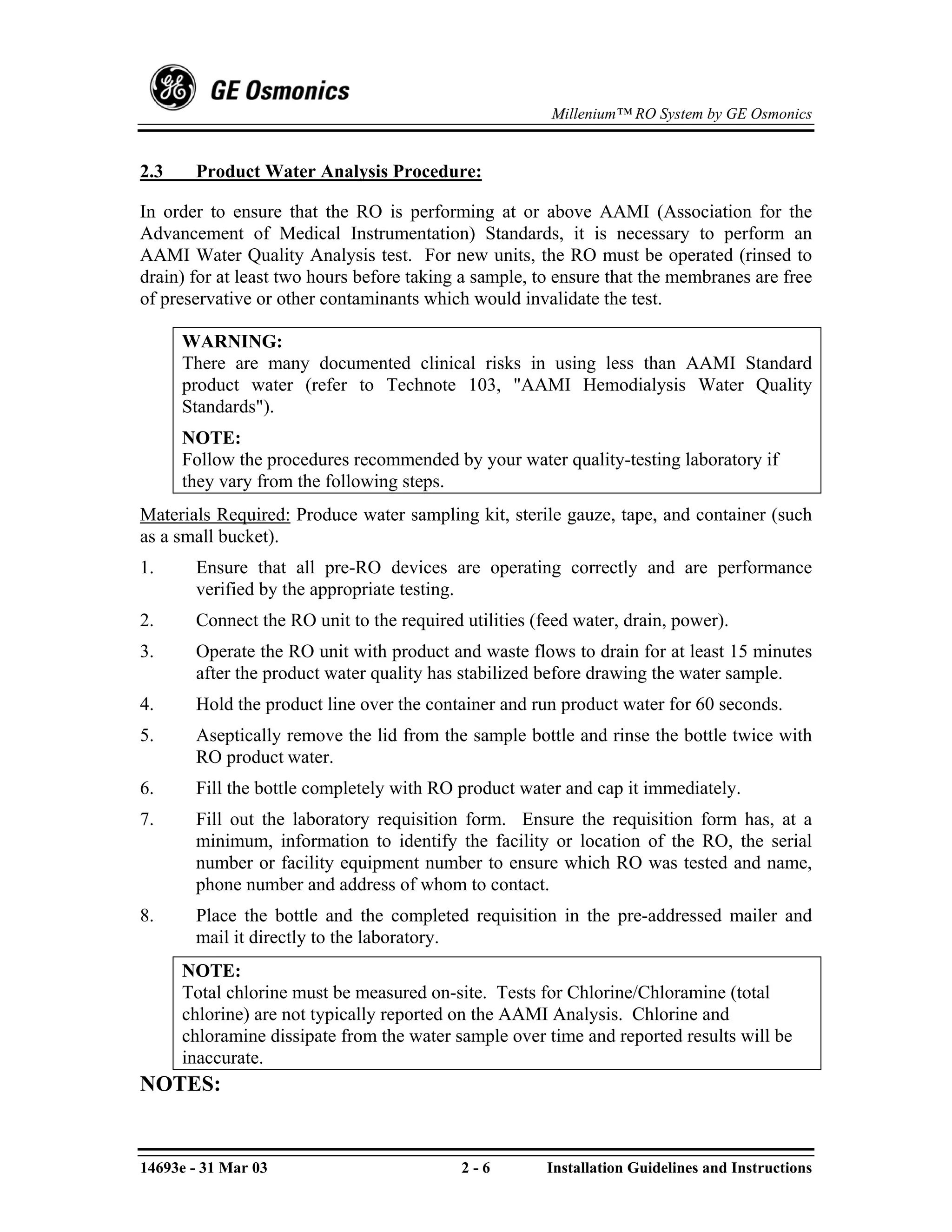 Ro Operation And Maintenance Manual | PDF