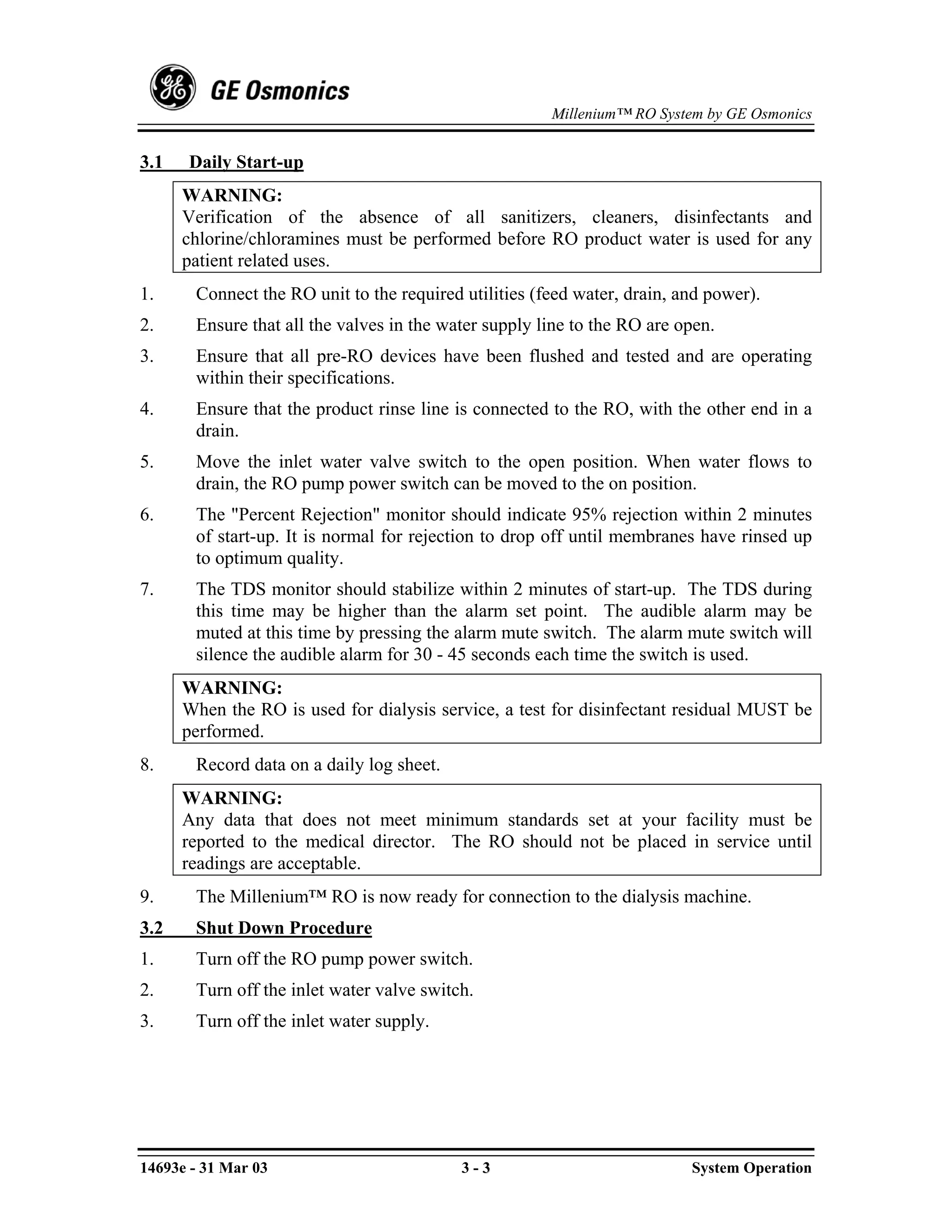 Ro Operation And Maintenance Manual | PDF