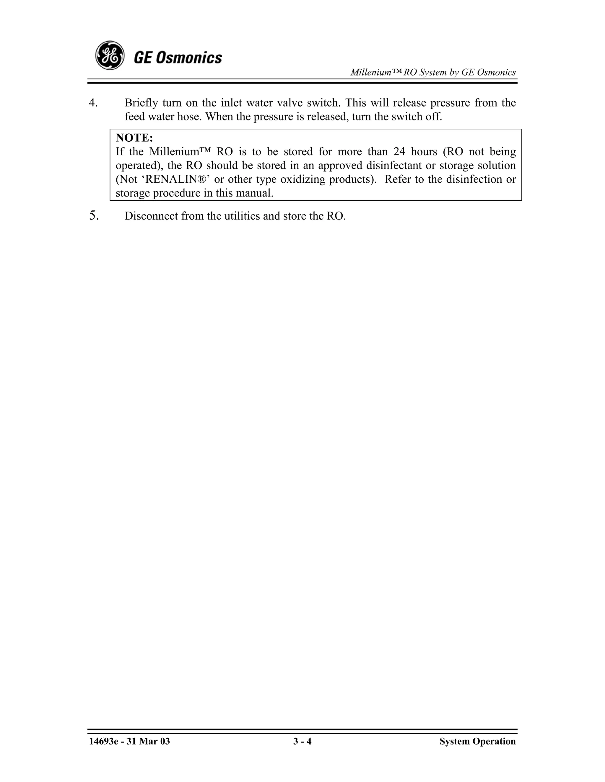 Ro Operation And Maintenance Manual | PDF