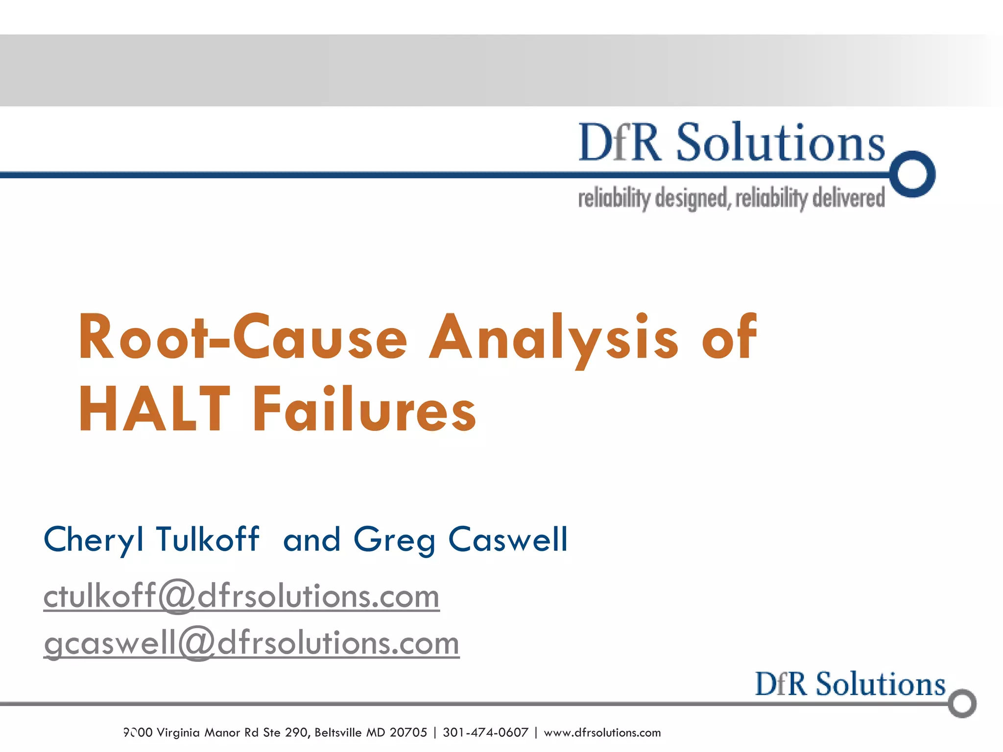 Root Cause Analysis of HALT Failures | PDF