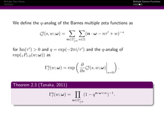 Applications of Hoffman Algebra for the Multiple Gamma Functions | PPT