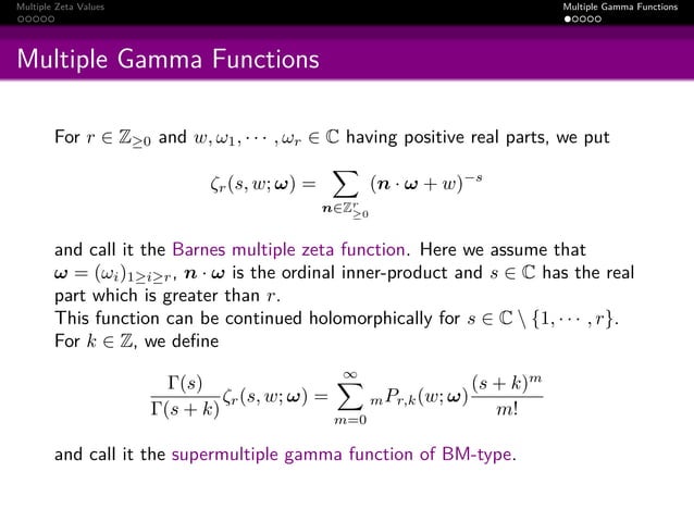 Applications of Hoffman Algebra for the Multiple Gamma Functions | PPT | Free Download