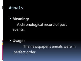 Root Word --> ann&enn | PDF