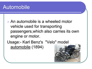 Root Word --> AUTO | PDF | Automotive