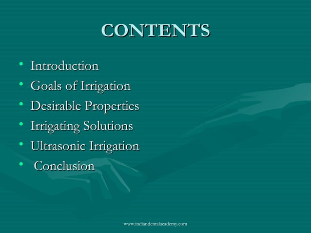 Root canal irrigants /endodontic courses | PPT