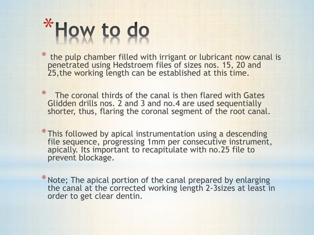 Root canal preparation techniques _ endodontic treatment | PPTX | Oral ...