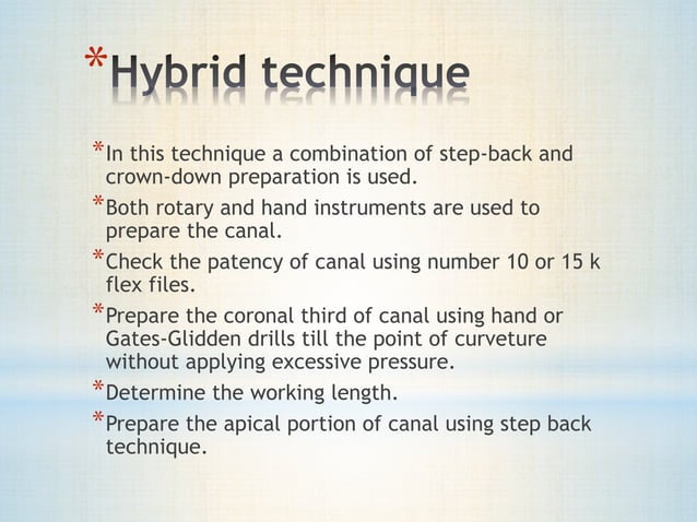 Root canal preparation techniques _ endodontic treatment | PPTX | Oral ...
