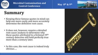 Root cause analysis in microbiology analysis | PDF