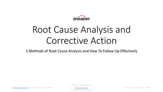 Root Cause Analysis and Corrective Actions | PPTX