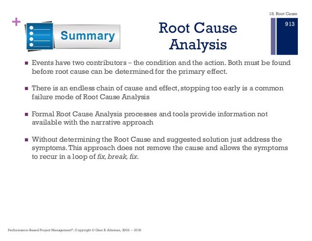 Root cause analysis master plan