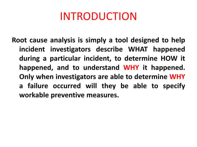 ROOT CAUSE ANALYSIS PowerPoint Presentation | PPTX | Business ...