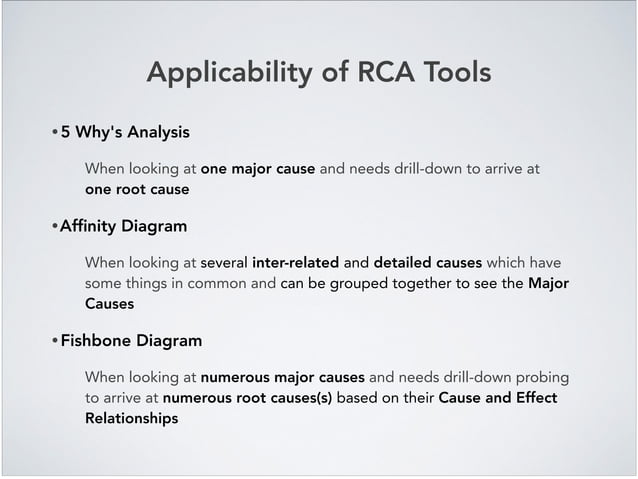 Root Cause Analysis (RCA) Tools