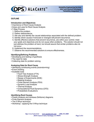 Root Cause Analysis (RCA) Seminar Outline | PDF