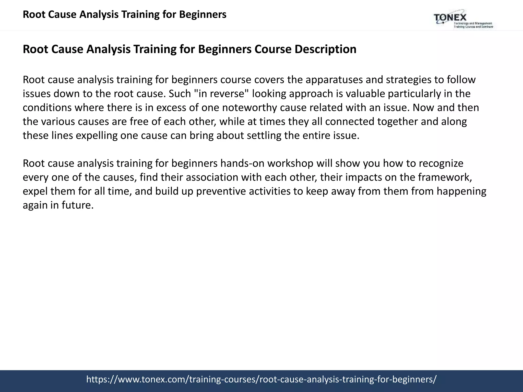 Root cause analysis training for beginners | PPTX