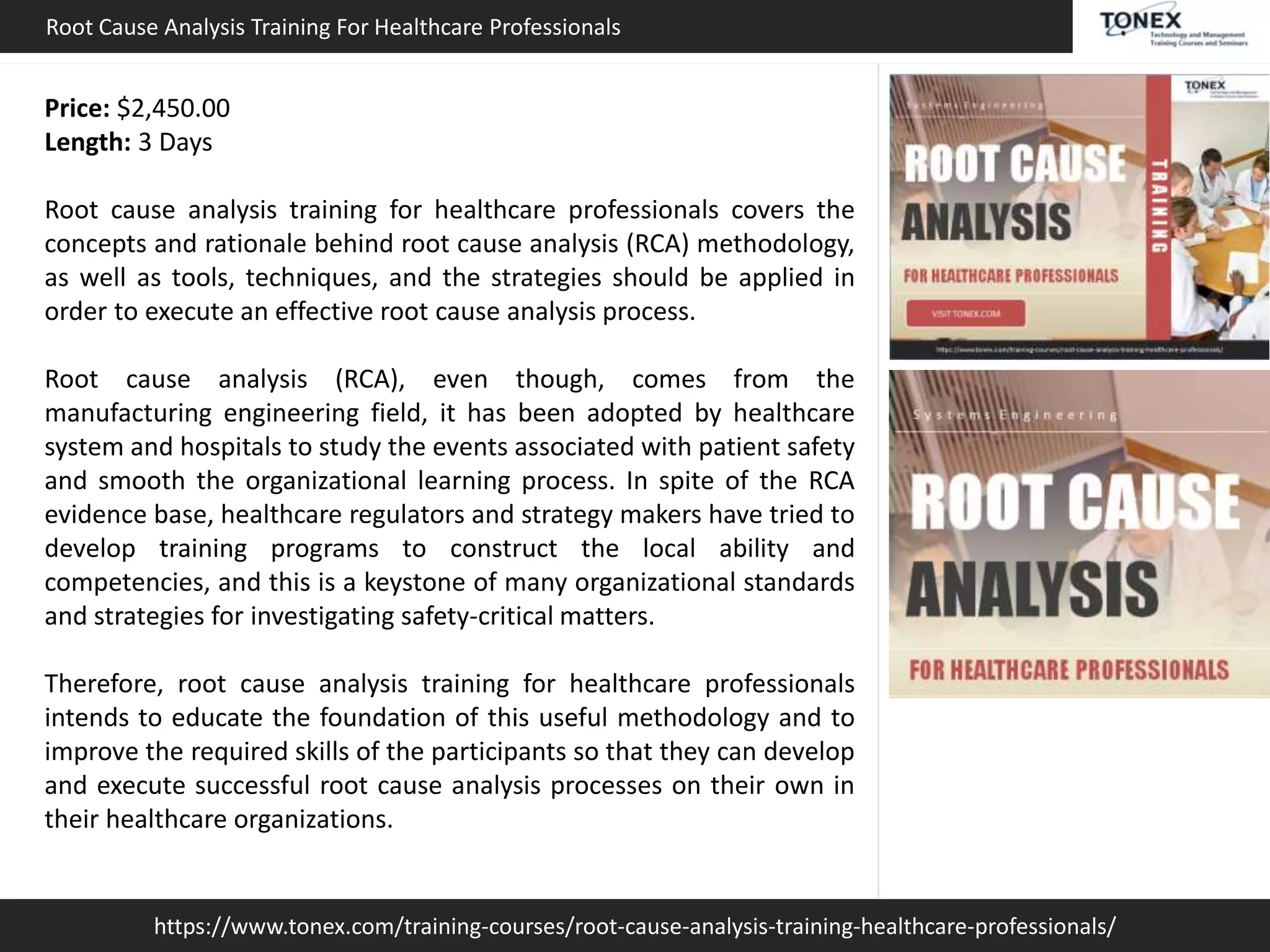 Root Cause Analysis Training for Healthcare Professionals : Tonex Training | PPTX