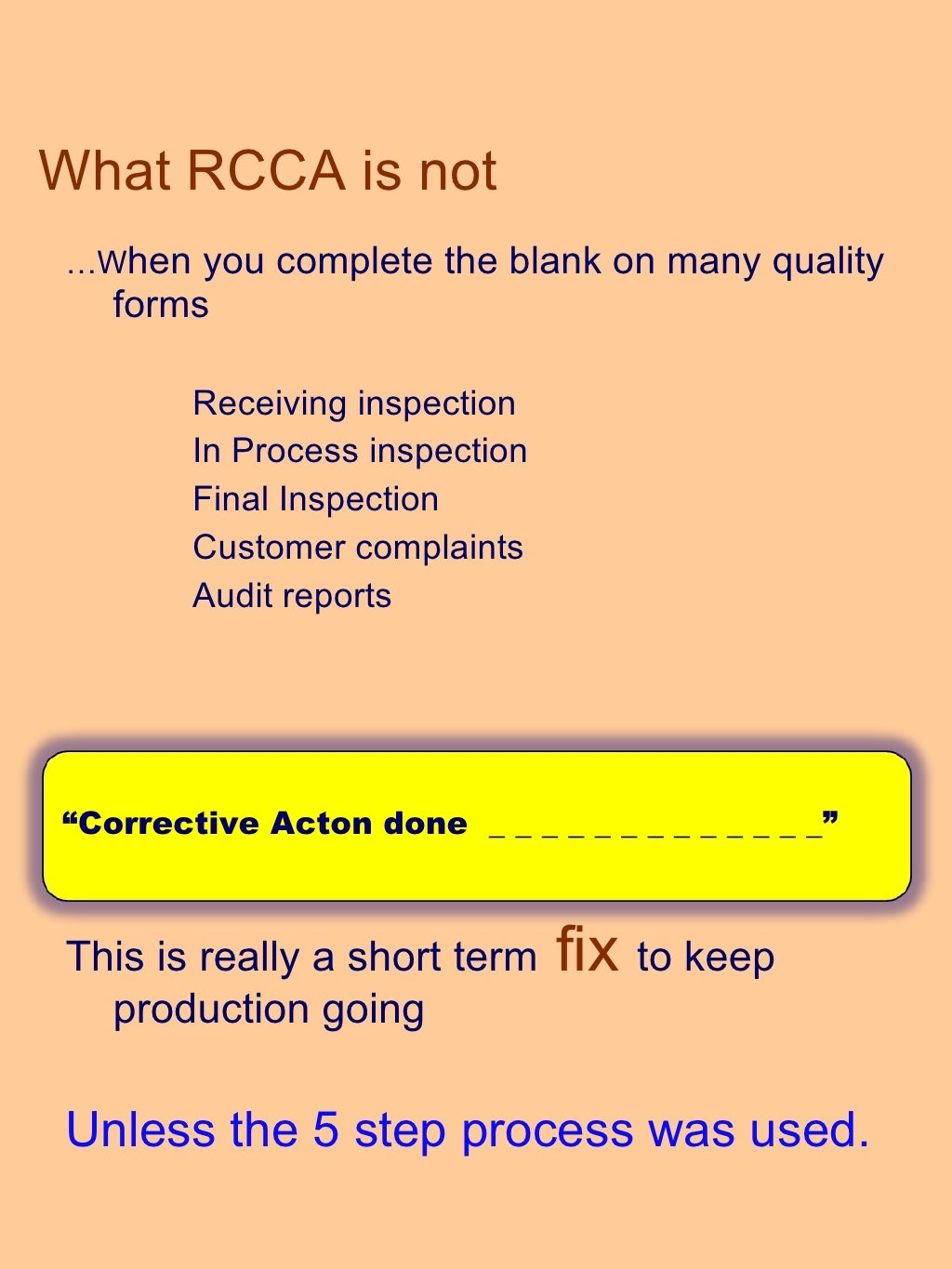 Root Cause And Corrective Action Workshop Cinci Asq 2009