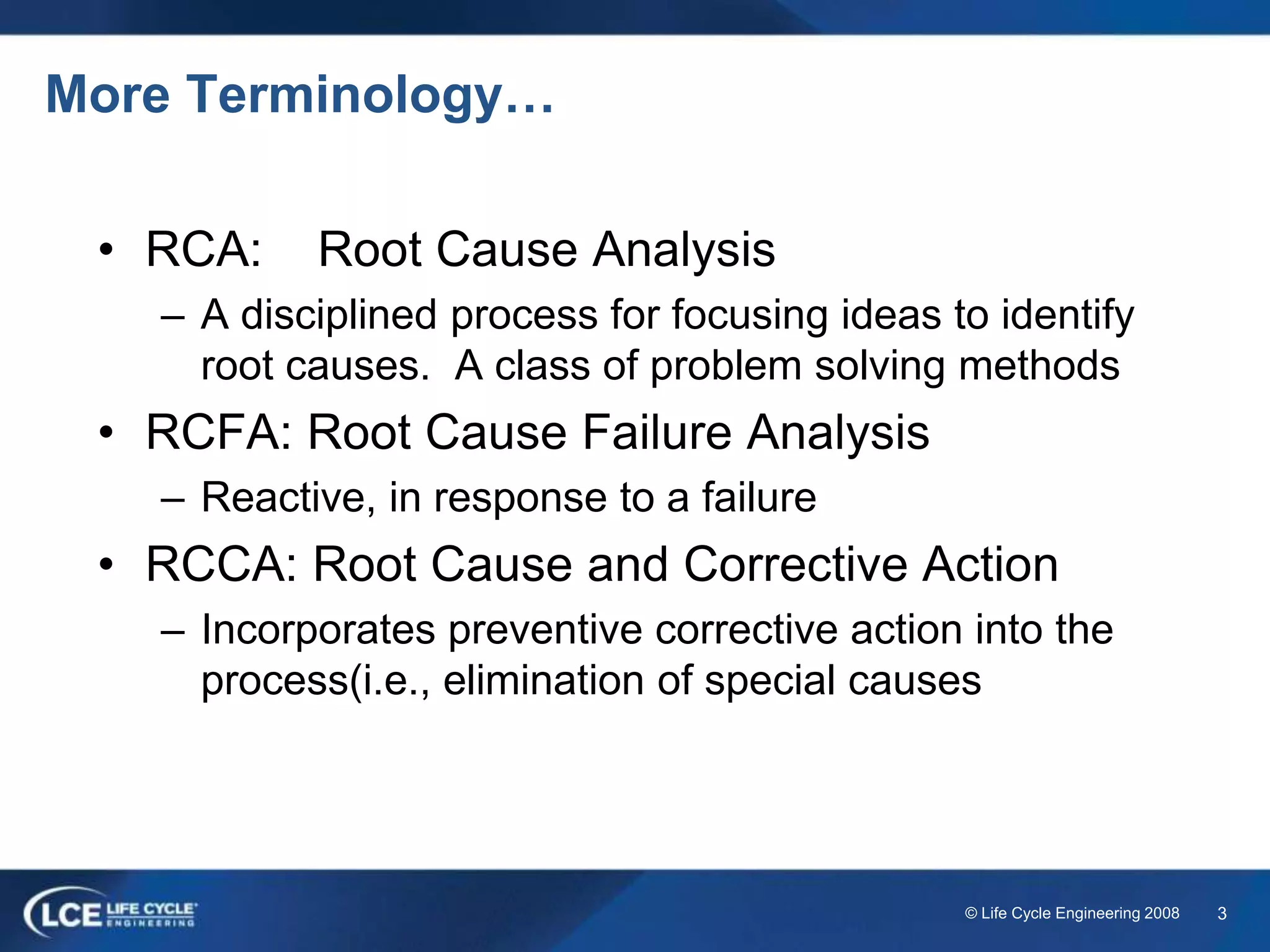 Root Cause Failure Analysis by Eugene Cottle-Lifecycle Engineering | PPTX