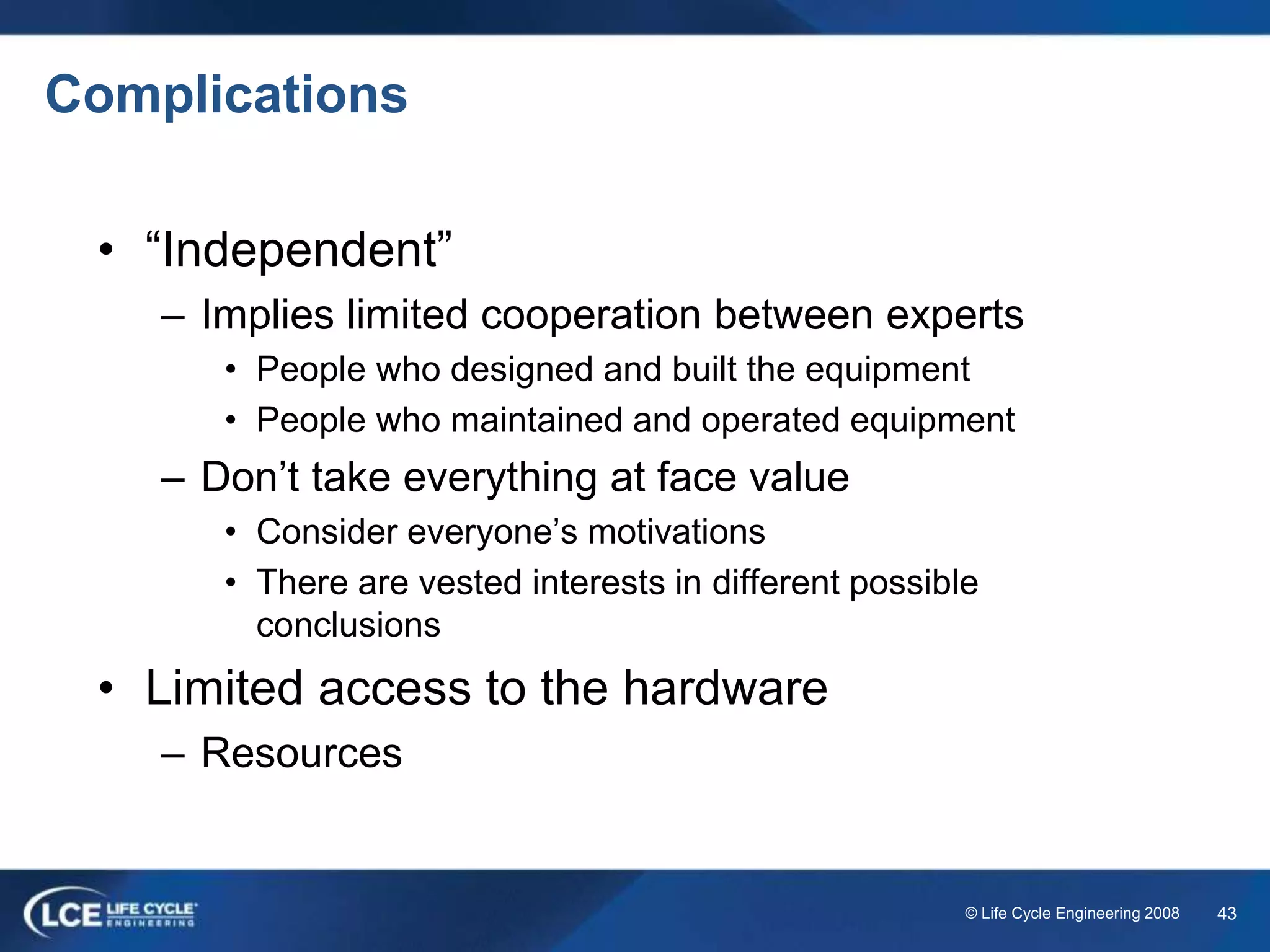 Root Cause Failure Analysis by Eugene Cottle-Lifecycle Engineering | PPTX