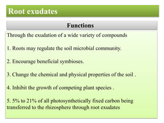 Root Exudates :Functions in plant-microbe interaction | PPTX