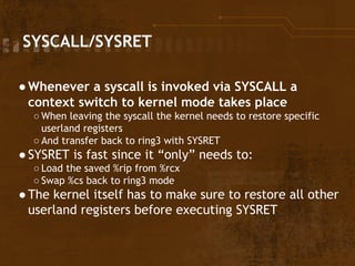 Exploiting the Linux Kernel via Intel's SYSRET Implementation | PPT