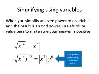 Radical Expressions With Variables