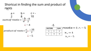 Solving the roots of Quadratic Equation.pptx