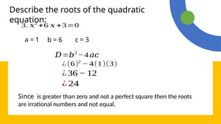 Solving the roots of Quadratic Equation.pptx