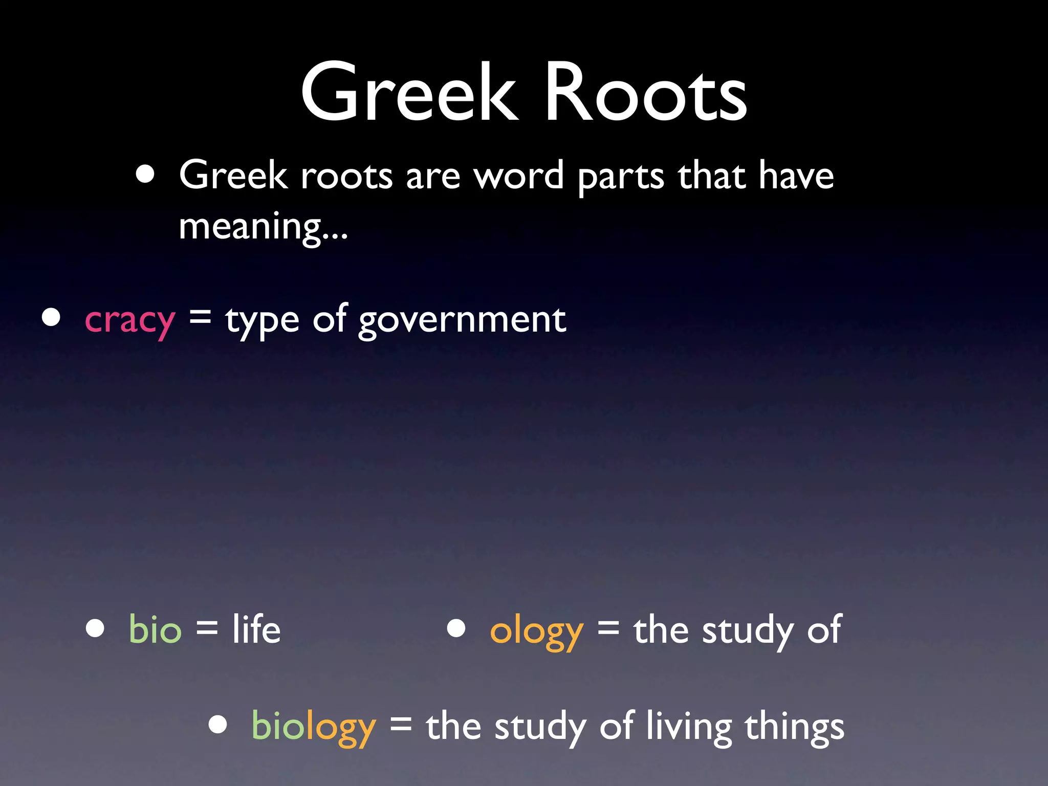 Roots & affixes | KEY