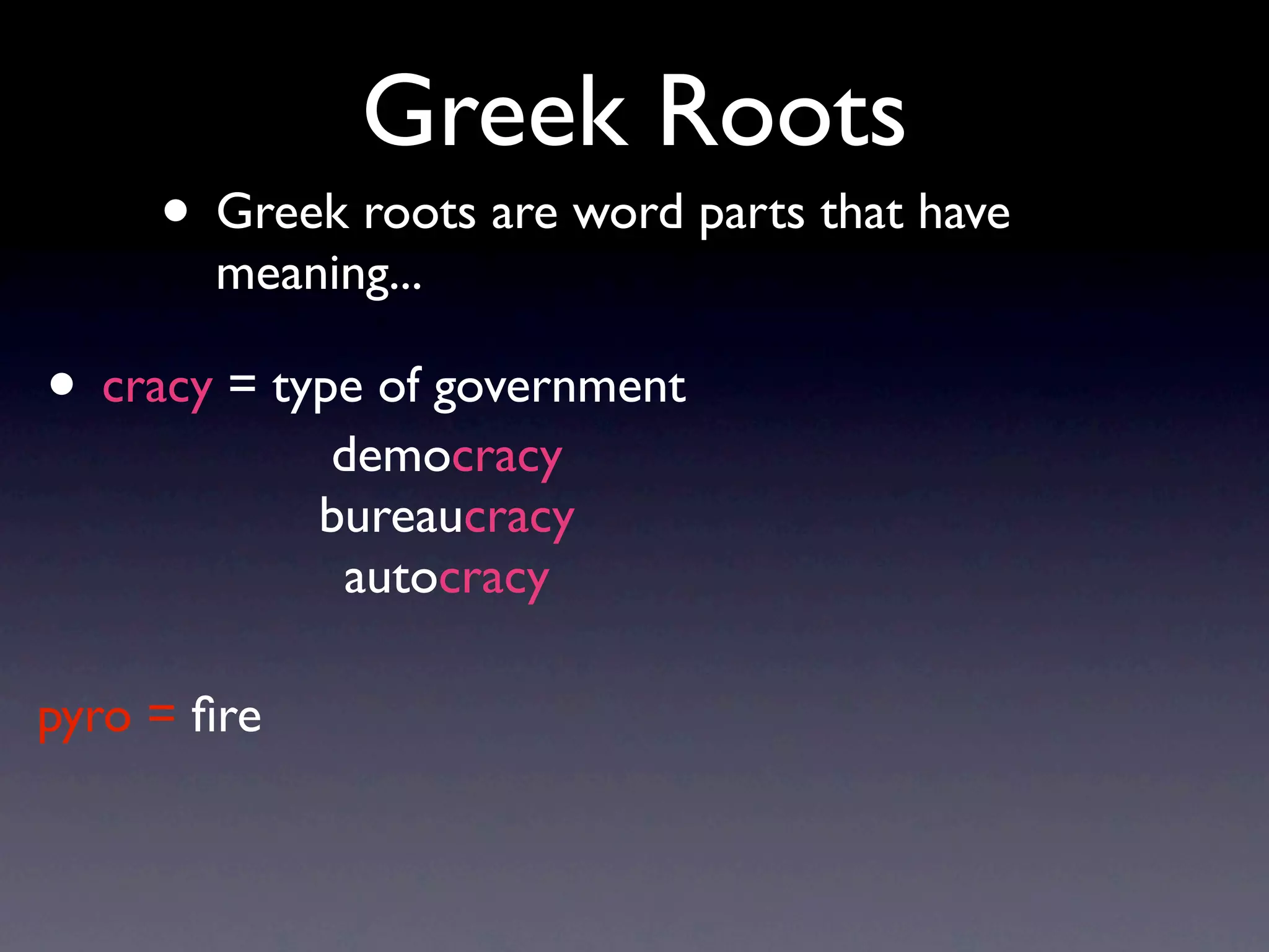 Roots & affixes | KEY